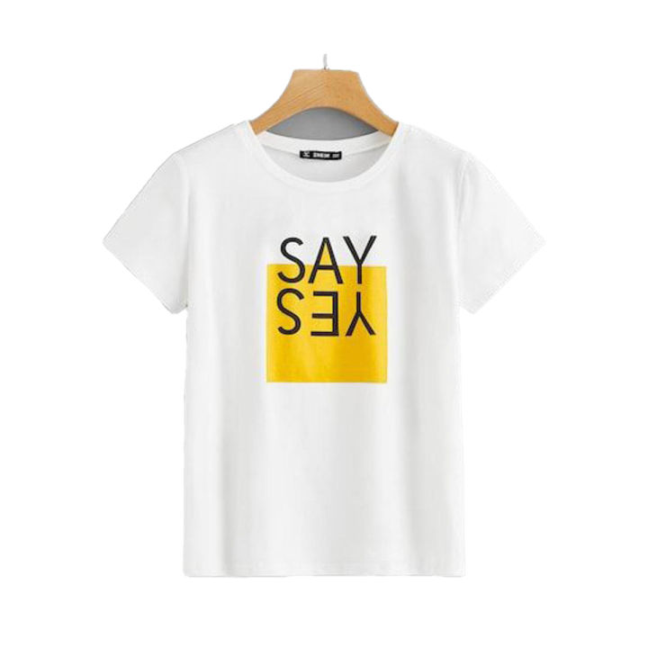 White T-Shirt With Say Yes Logo | Daraz.pk