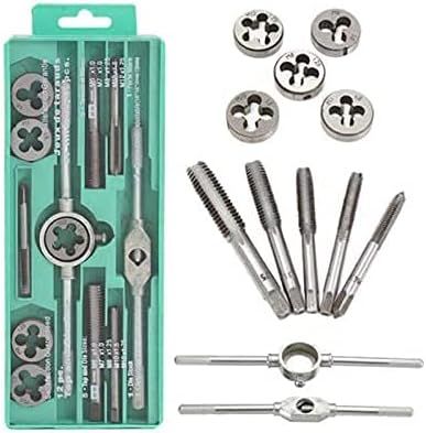 12pcs Threading Tap & Die Set M6-M12,Metric Sizes,Tap & Dies With Tap Wrench & Round Die Handle ...