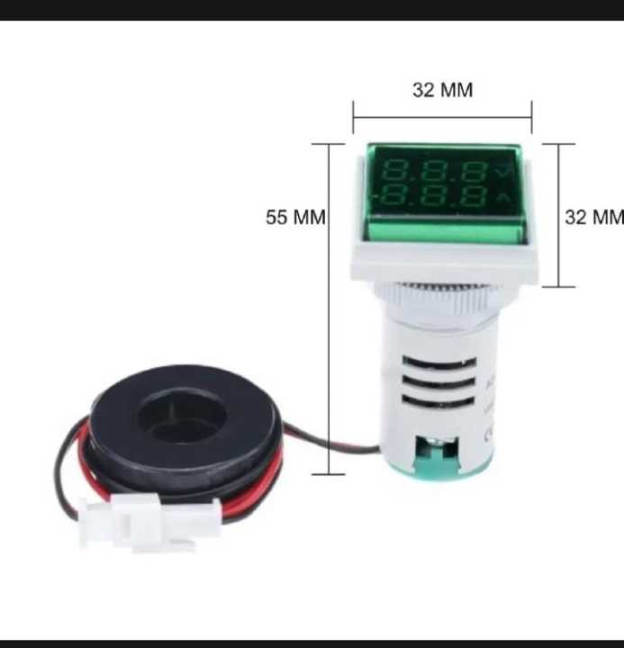 Digital Square AC Volt and Ampere Meter Light | Front Square Back Round ...