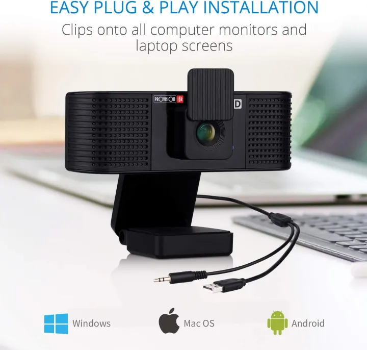 PROVISION ISR Webcam - Webcam with Speaker and Microphone - HD Webcam ...