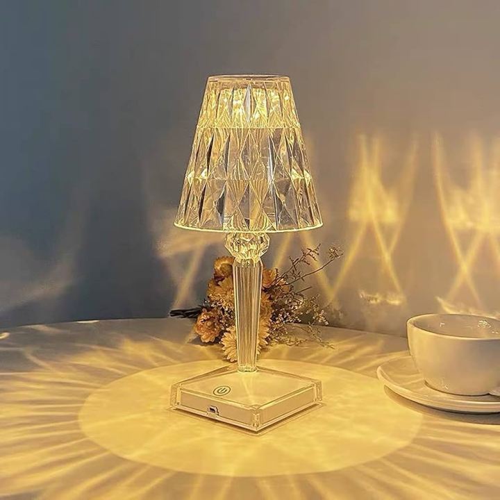 RGB Crystal Diamond Touch Lamp – Rechargeable Color Changing Rose Table ...