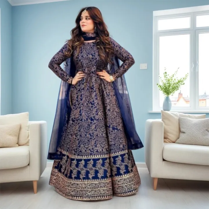 Party Wear/Wedding Collection For Women/3Pcs Silk Heavy Gold Printed ...