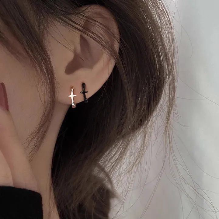 【Limited Time Offer】Four-Pointed Star Hoop Earrings for Women, Need to ...