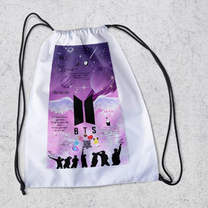 Bts logo And Bts Team Academy Bag Drawstring Bag | Daraz.pk