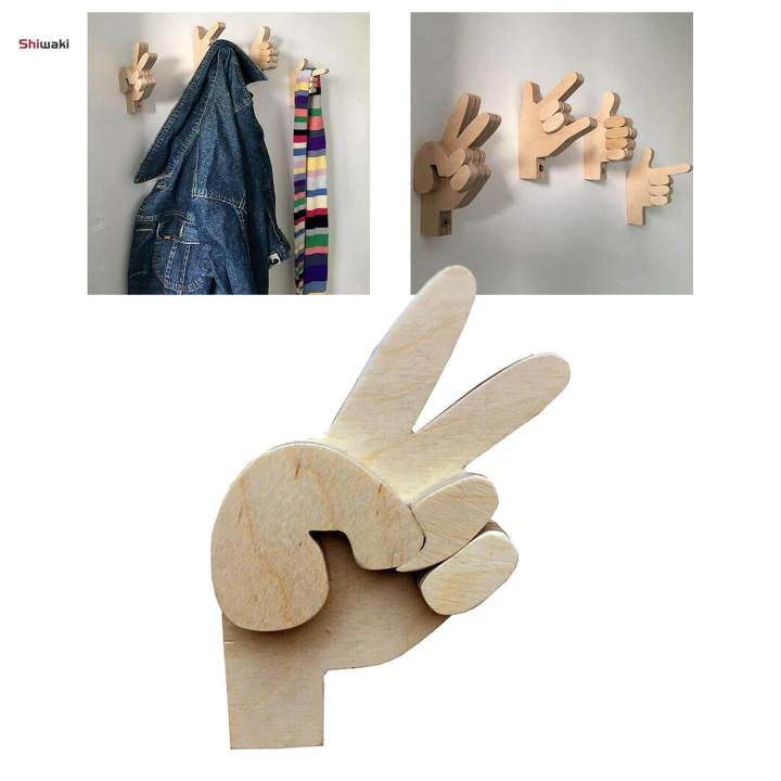 Wall Hanging Mounted Key Coat Hooks Storage Holder Index Middle Finger ...