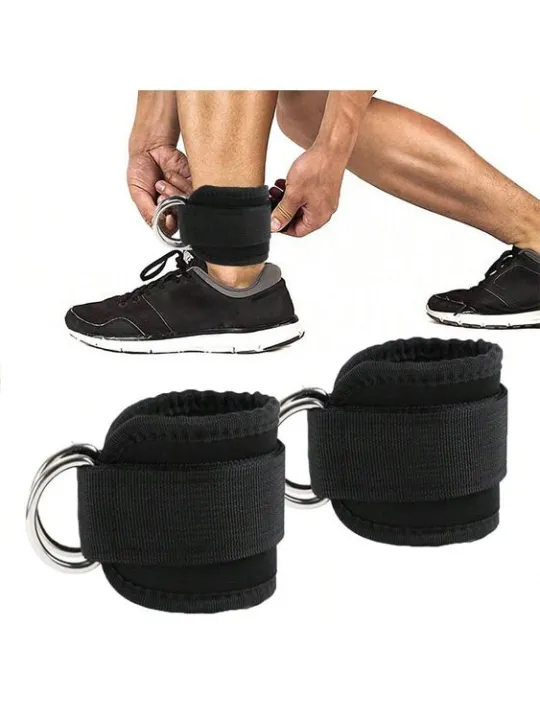 Pair of Ankle Straps for Cable Machines - Padded Gym Cuffs for ...