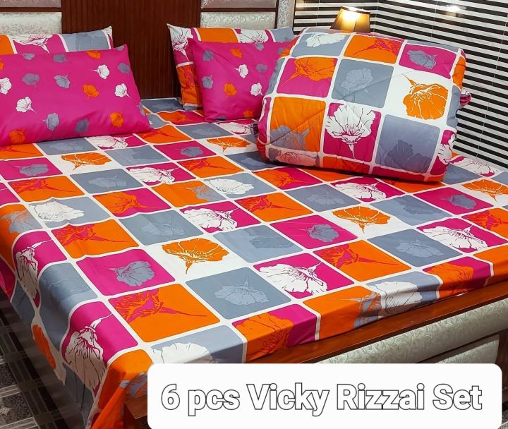 Vicky razai set 6pcs Double Bed razai set Multi Colors - New Designs ...