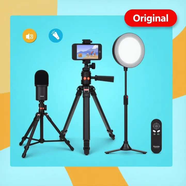 AY-49 All-in-One Vlogging Kit | Tripod, Professional Microphone ...