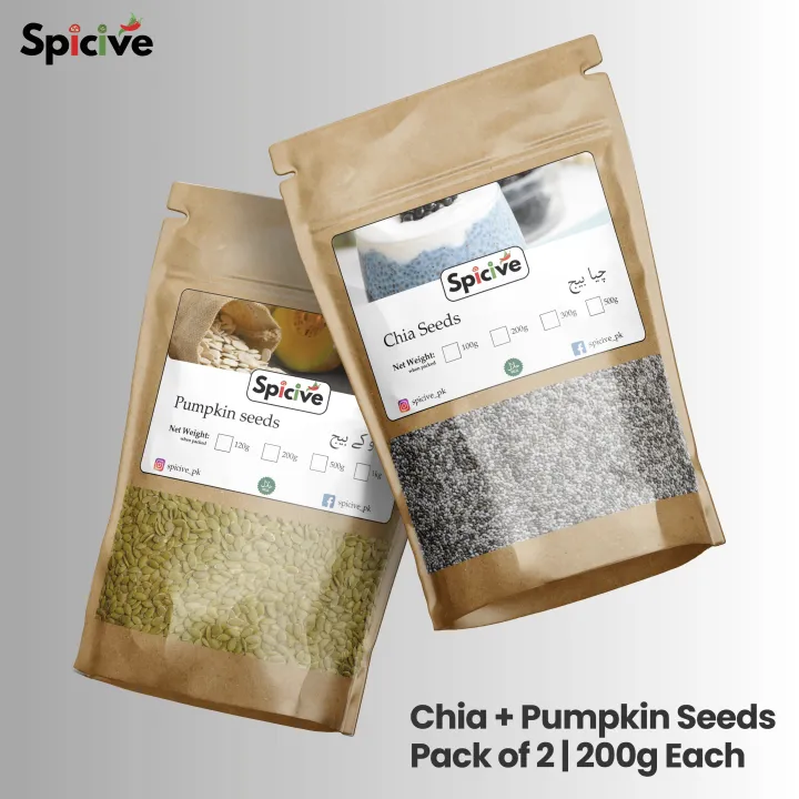 Chia Seeds & Pumpkin Seeds | Pack of 2 | | 200g Packs | Daraz.pk