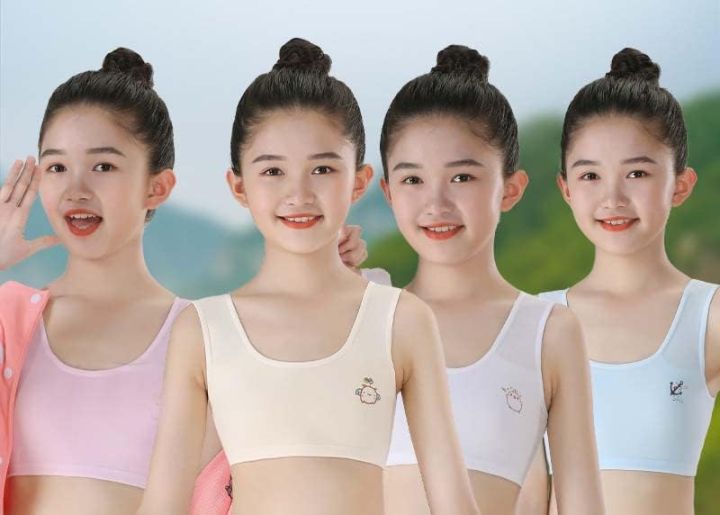 breathable cotton bra vest for girls, stretchable fancy bralette half ...