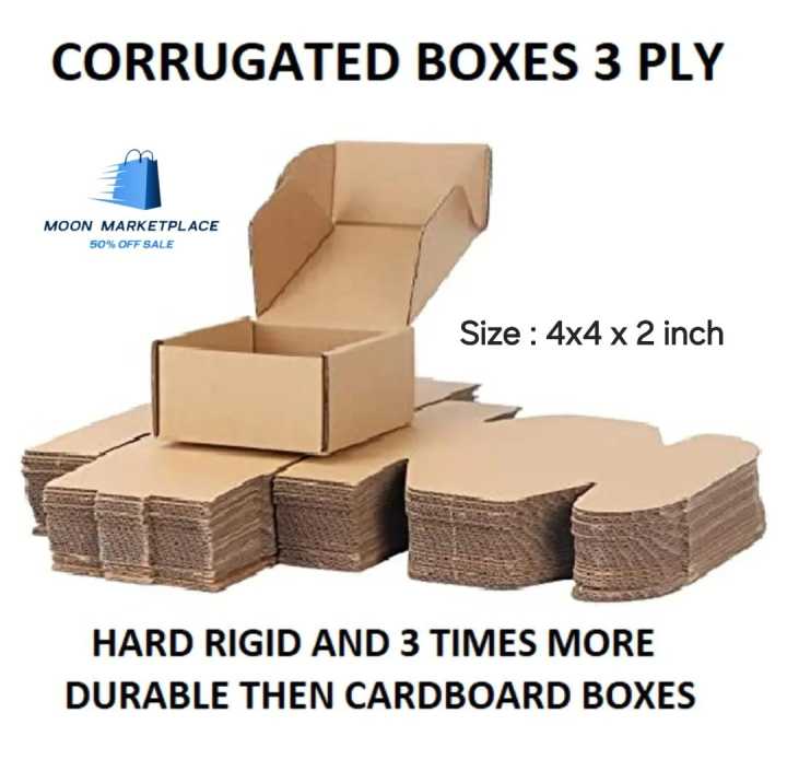 Corrugated Box Size 4 * 4 * 2 Inch - Bundle of 20 Boxes - 3 Ply Hard ...