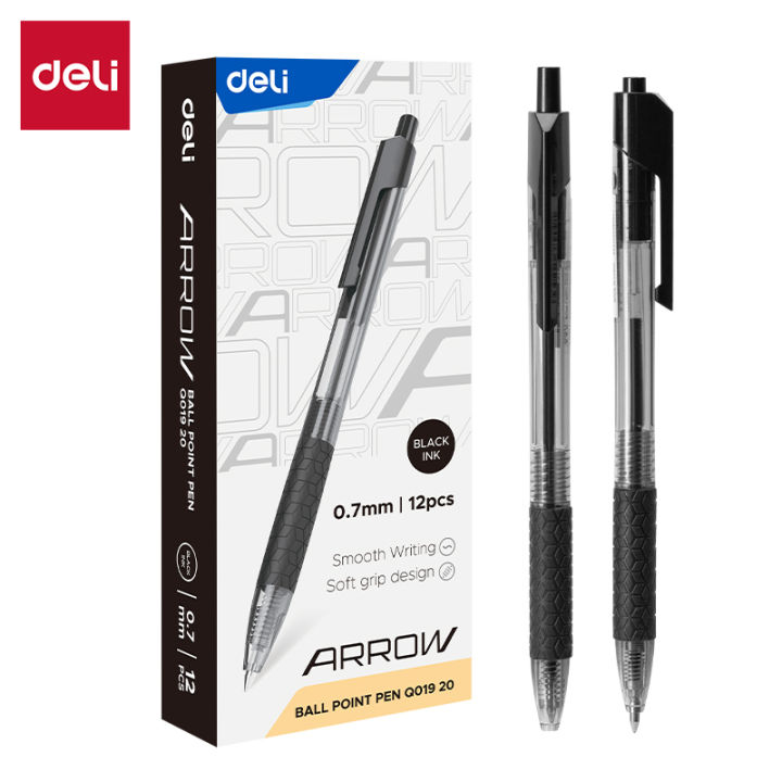 Deli - EQ01920-Retractable Ballpoint Pen(12Pcs/Box) - Black | Daraz.pk