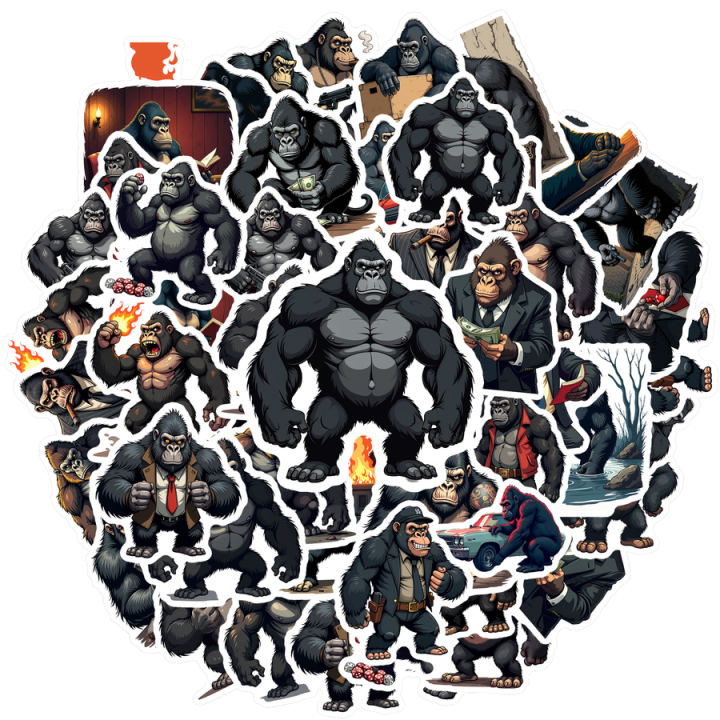 Waterproof Gorilla Stickers 1.5-2.17 inches Mafia Stickers OPP bag ...