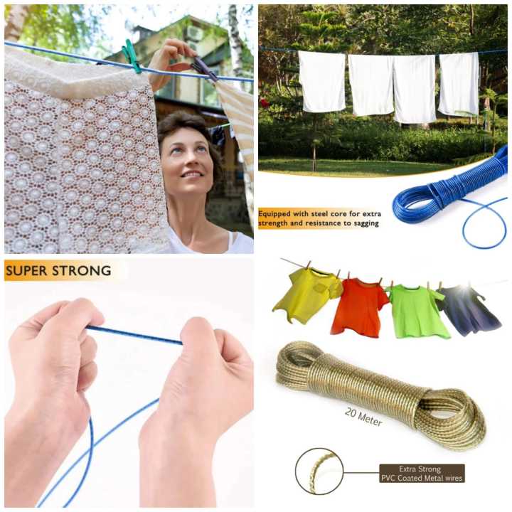 PVC Coated Steel Anti-Rust Wire Rope Washing Line Clothesline for ...