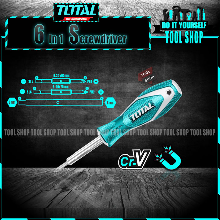 TOTAL Original 6 In 1 Screwdriver - CrV Material | Daraz.pk
