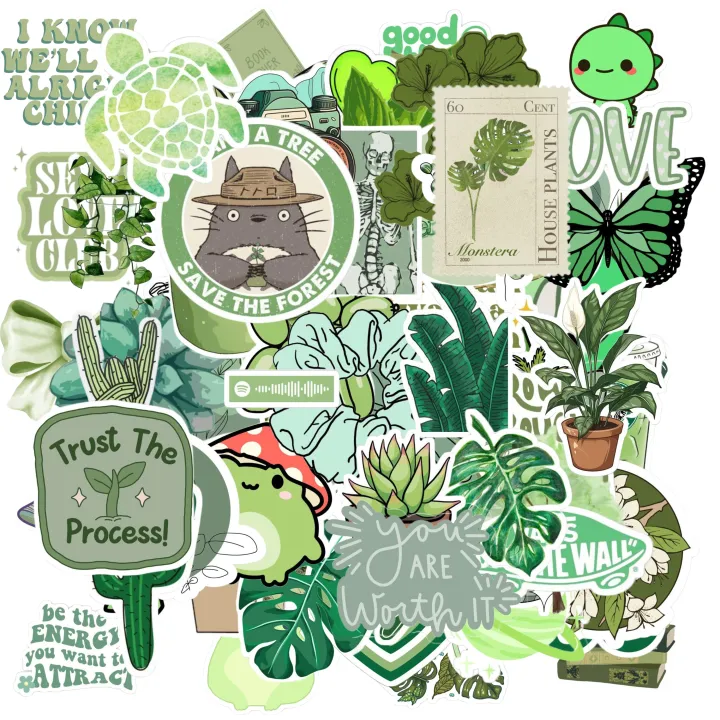 Random Mix Green Sticker Pack (20/40/60/80/100 Pcs) 2 Inch Premium ...