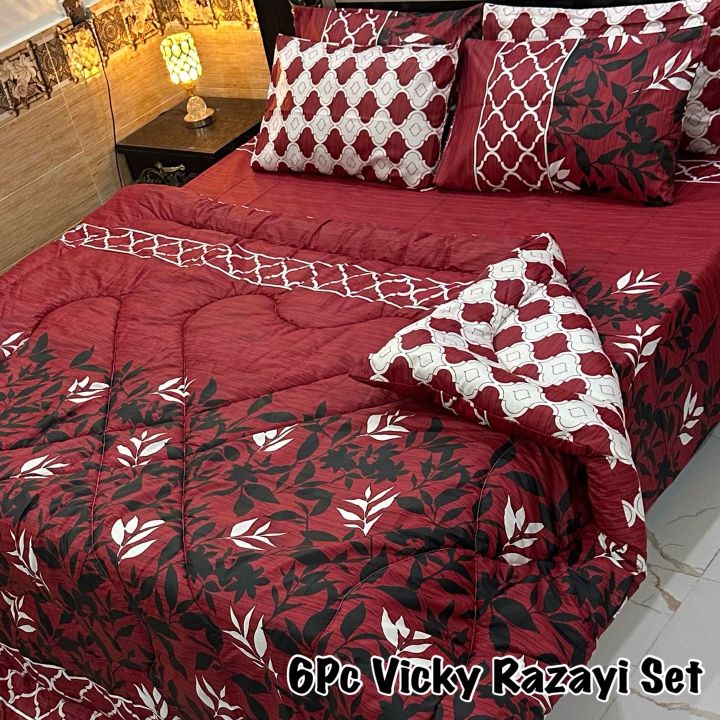 Vicky razai set 6pcs Double Bed razai set Multi Colors - New Designs ...