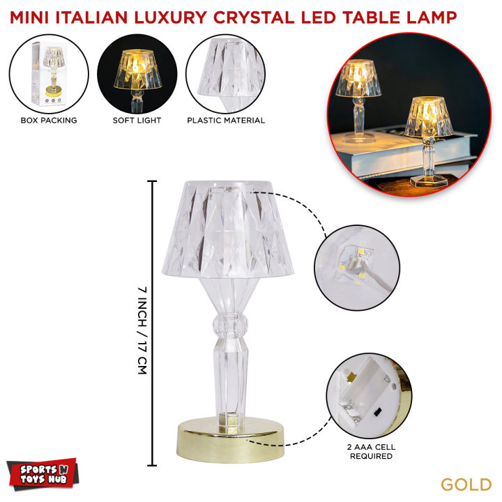 Battery Operated Crystal Diamond Desk LED Lamp, Modern Table Fancy ...