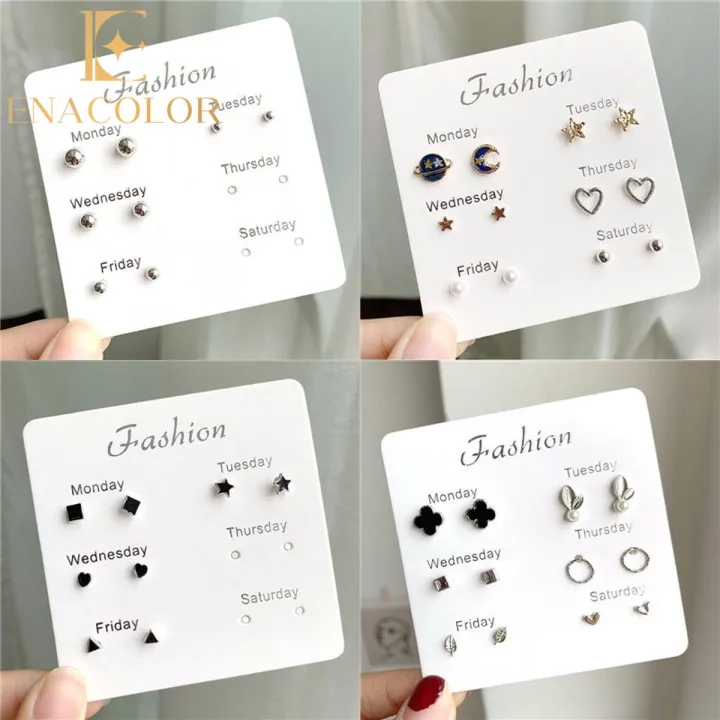【Pocket king VOX 】Korean Week tud Earrg Beaded Crytal Earg Girl tidant ...