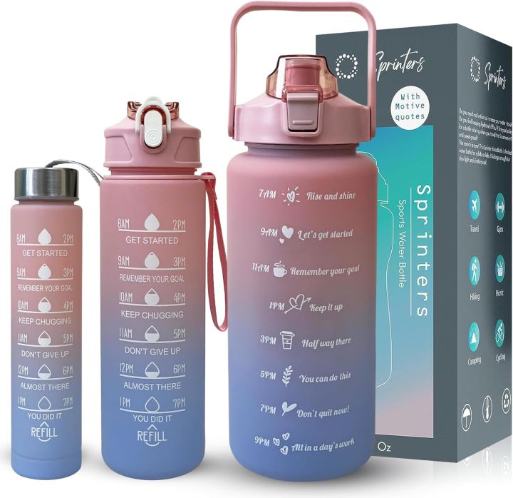 Large 2 Liters 64Oz BPA Free Multicolor Water Bottle - Leak Proof With ...