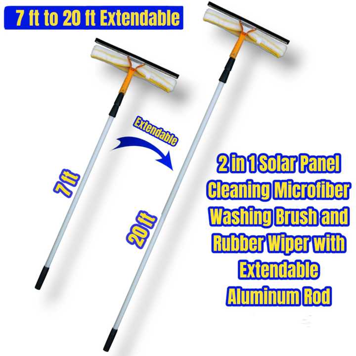 Solar Panel Cleaning Brush 20 feet, 2 in1 Microfiber Washing Brush and ...