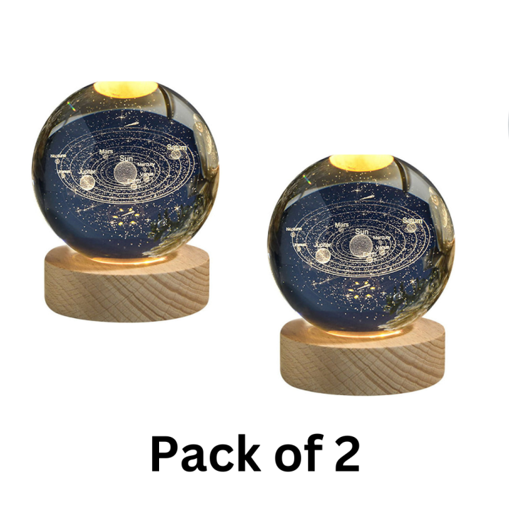 3D LED Crystal Ball Night Lamp - Space-Themed Decorative Light - USB ...