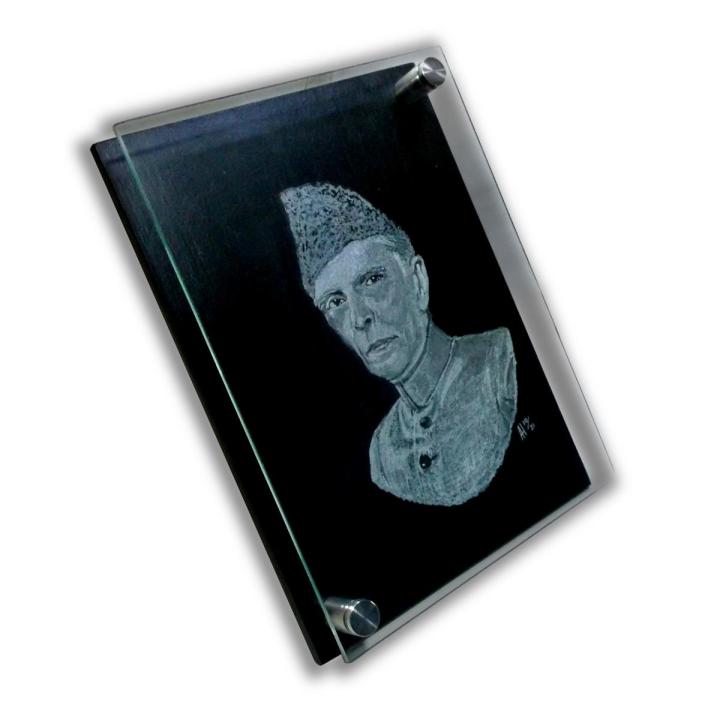 Wall Art - Quaid-e-Azam Portrait Glass Engraving by RSLN Studio | Daraz.pk
