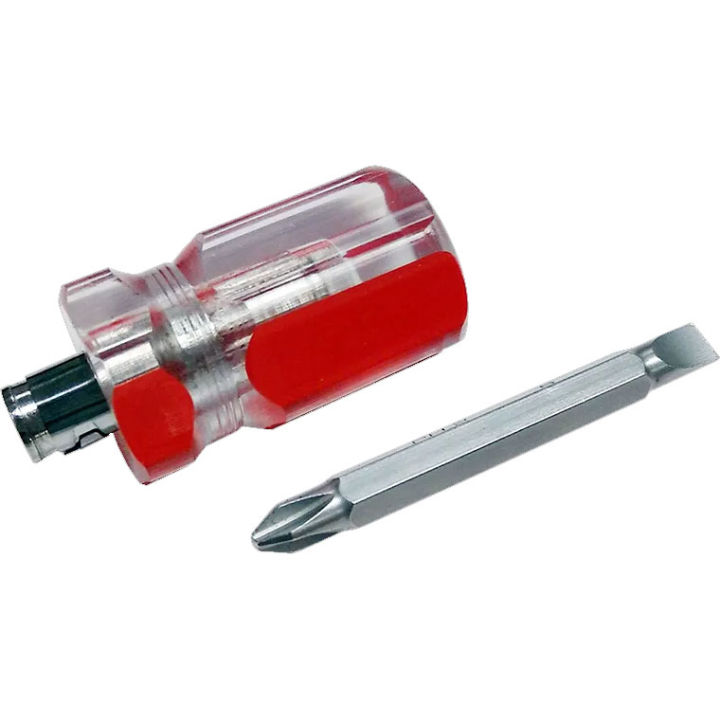 Mini 2 Way Interchangeable Screw Driver 38mm 2 in 1 Compact Stubby Size ...