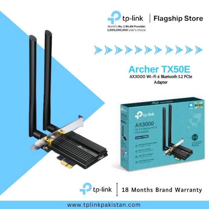 TP-Link Wi-Fi 6 Bluetooth 5.2 Card Archer TX50E AX3000 Dual Band Wi-Fi ...