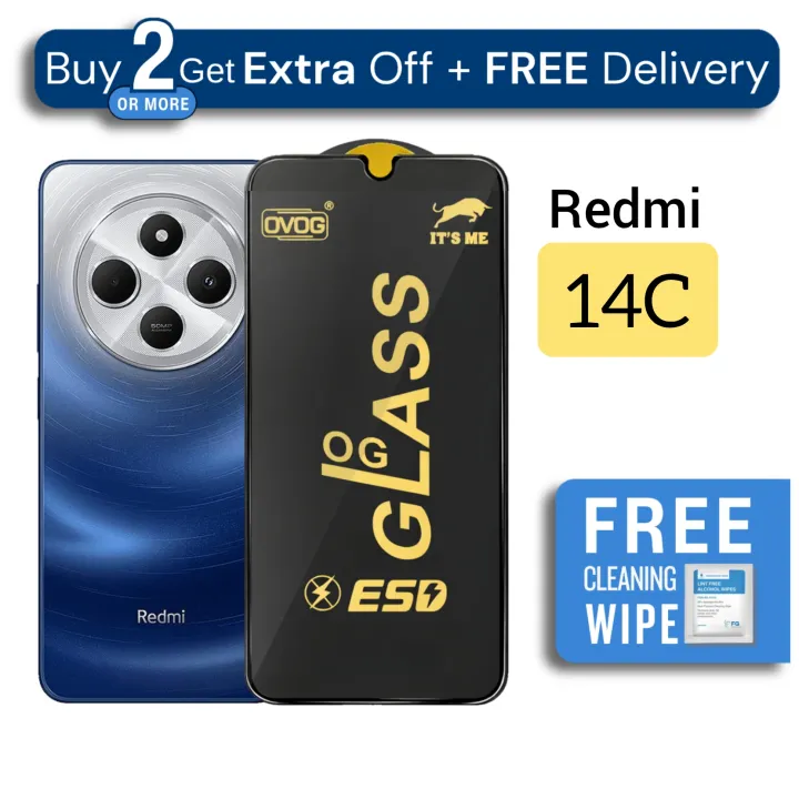 1-5 Pcs - Redmi 14C - OG Gorilla Glass Screen Protector- Premium ...