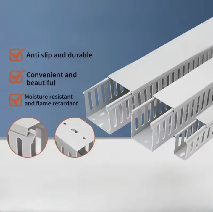 2pc Gray PVC Cable Management Raceway with Cover – Under Desk Wiring ...