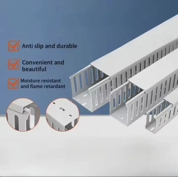 2pc Gray PVC Cable Management Raceway with Cover – Under Desk Wiring ...