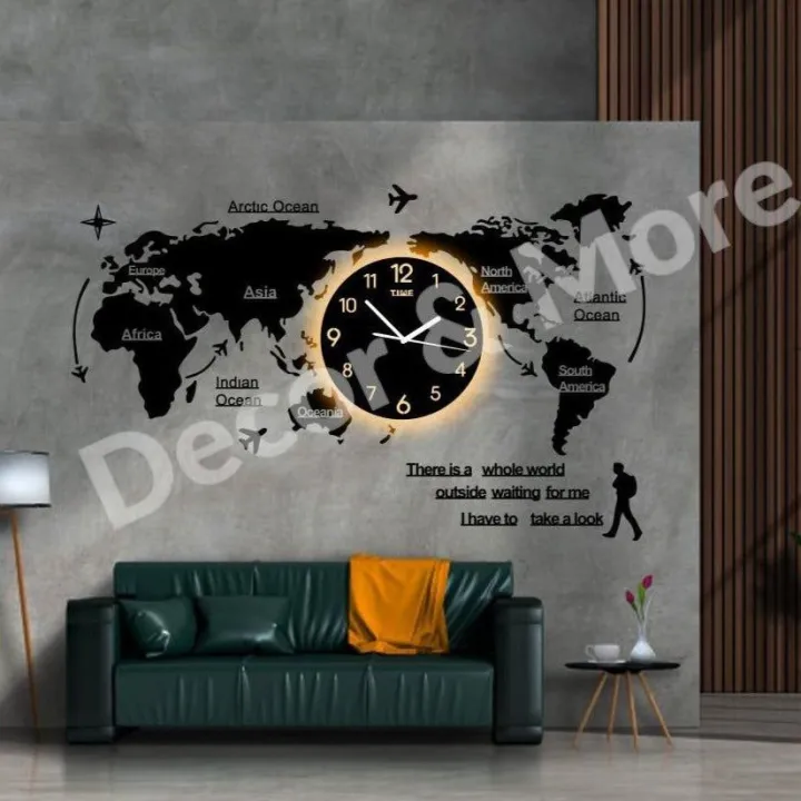 WORLD MAP CLOCK WITH ROPE LIGHT | Daraz.pk