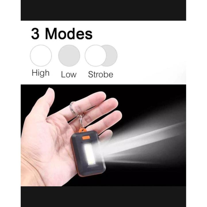 Mini COB LED Keychain Flashlight, Tactical 3-Mode PVC Key Chain Pocket ...