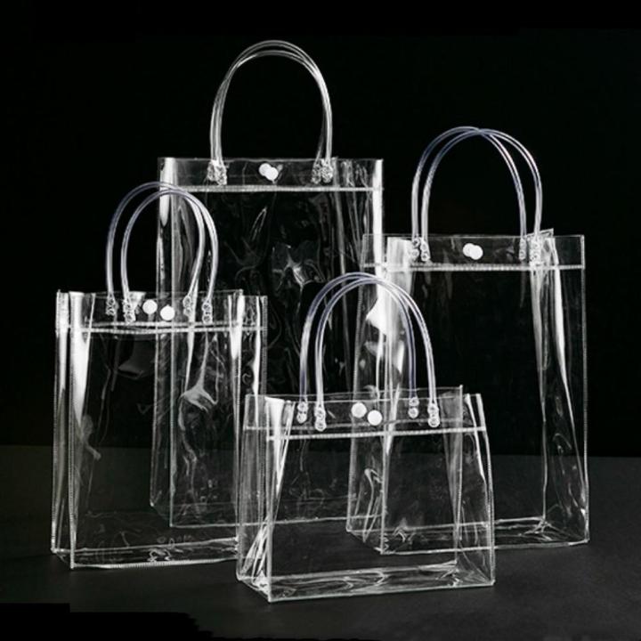 Plastic Gift Bags Waterproof With Handles PVC Bags Reusable Transparent ...