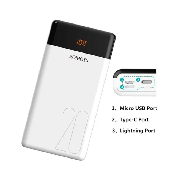 ROMOSS LT20 20000MAH POWER BANK FOR SMART PHONES | Daraz.pk