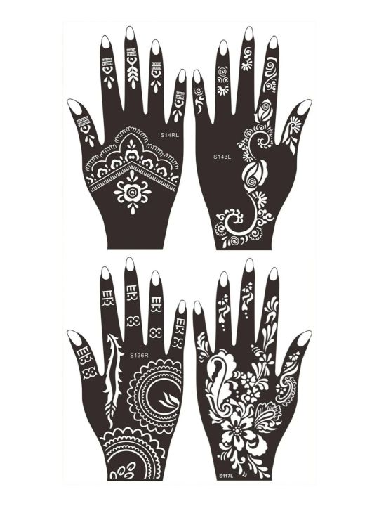 4pcs Flower Pattern Hollow Out Tattoo Stencil | Daraz.pk