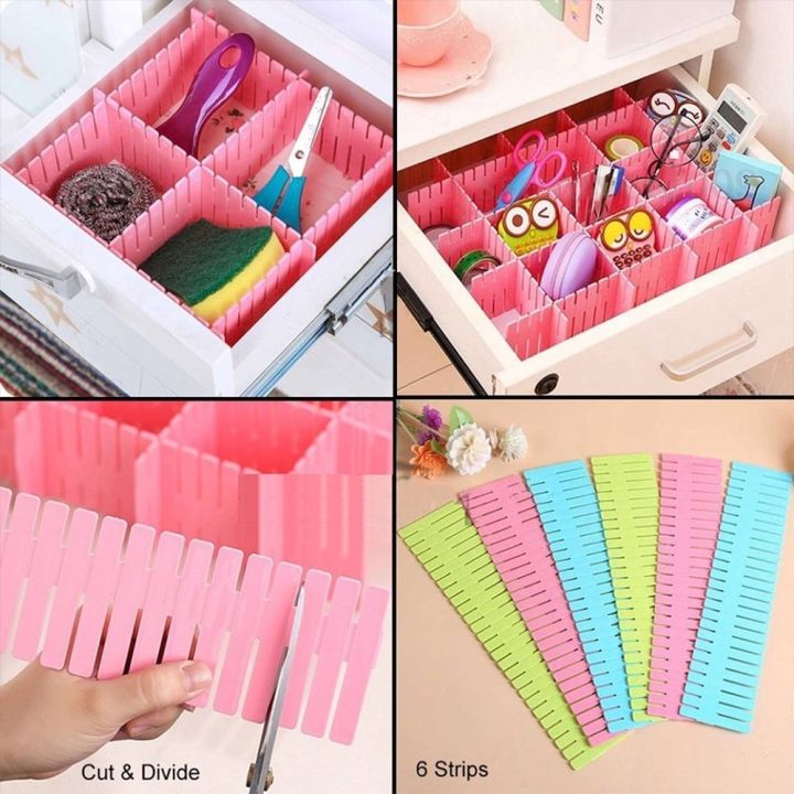 Pack of 4 Adjustable Plastic Drawer Organizer Strips | 9.25-inch ...