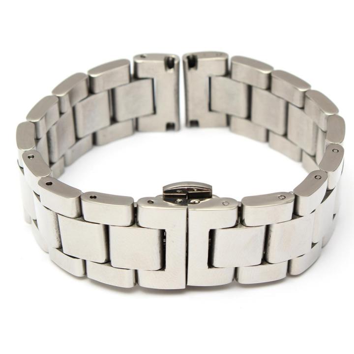 Stainless Steel Bracelet Watch Band Strap Double Clasp Solid Links 20mm | Daraz.pk