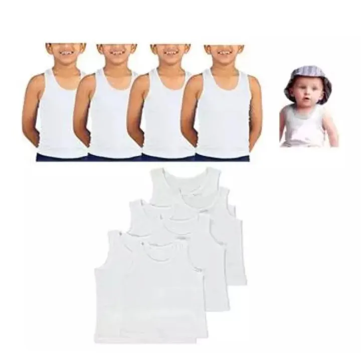 Pack of 3- White inner Vests for Kids and Babies (Pure Cotton) | Daraz.pk