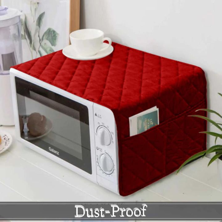 Waterproof Microwave Oven Cover with Double Pockets, Quilted Dust ...