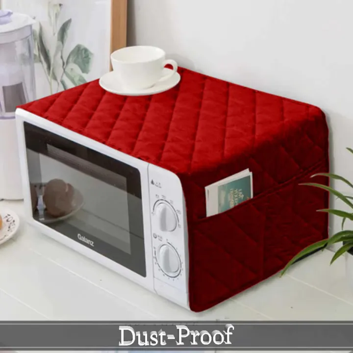 Waterproof Microwave Oven Cover with Double Pockets, Quilted Dust ...