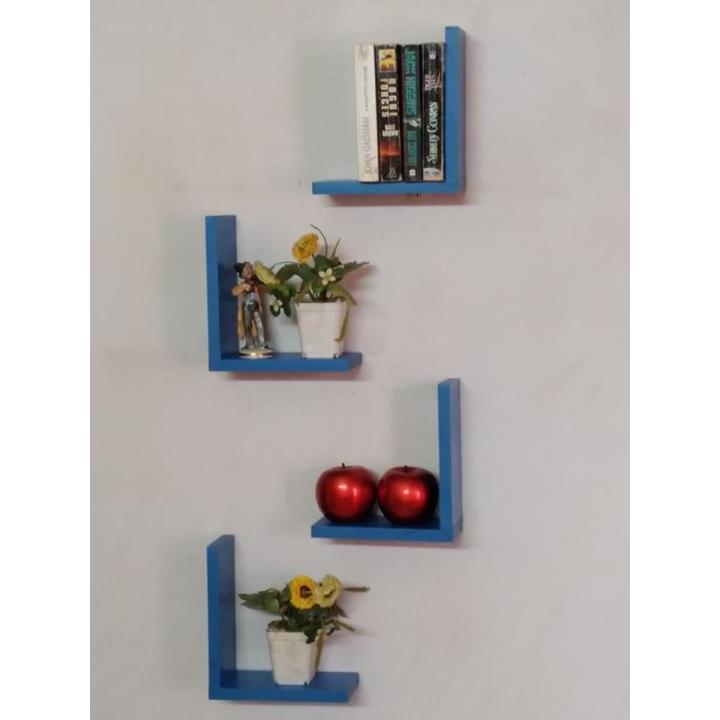 L SHAPE WALL HANGING SHELF BLUE | Daraz.pk