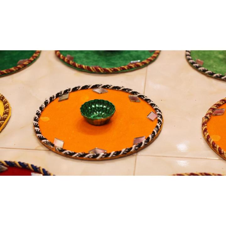 Mehndi plates 6pcs Velvet Plates | Rasam e Hina plates Mayun Plates ...