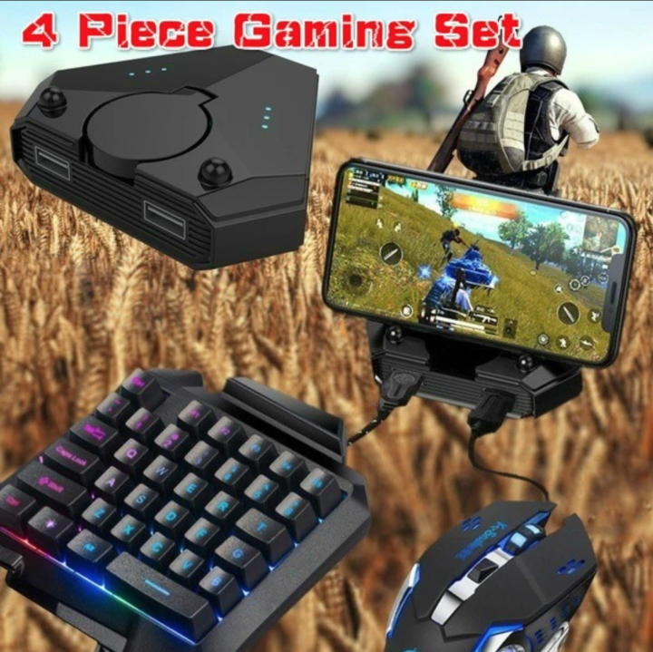 4 Piece Gaming Set Converter Keyboard Mouse COD PUBG Converter Mobile Controller Gaming Keyboard ...