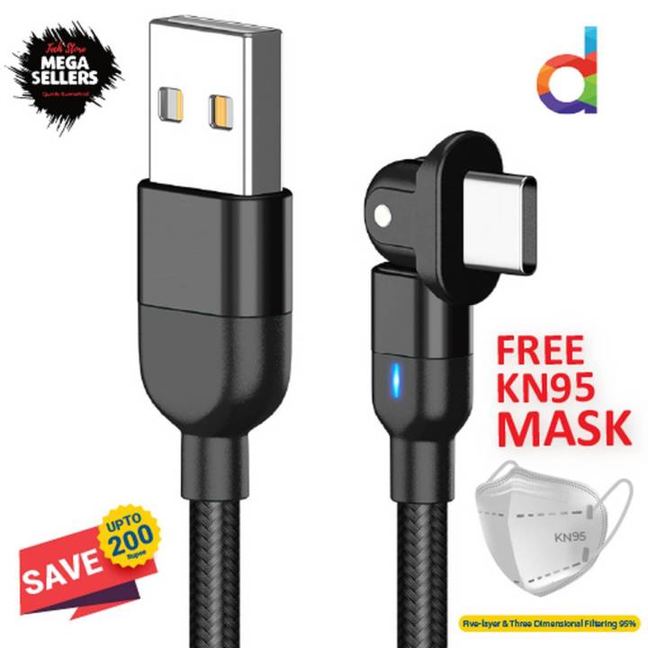 180 Degree Bend Rotatable Direct fast Charging Type C to USB Data Cable ...