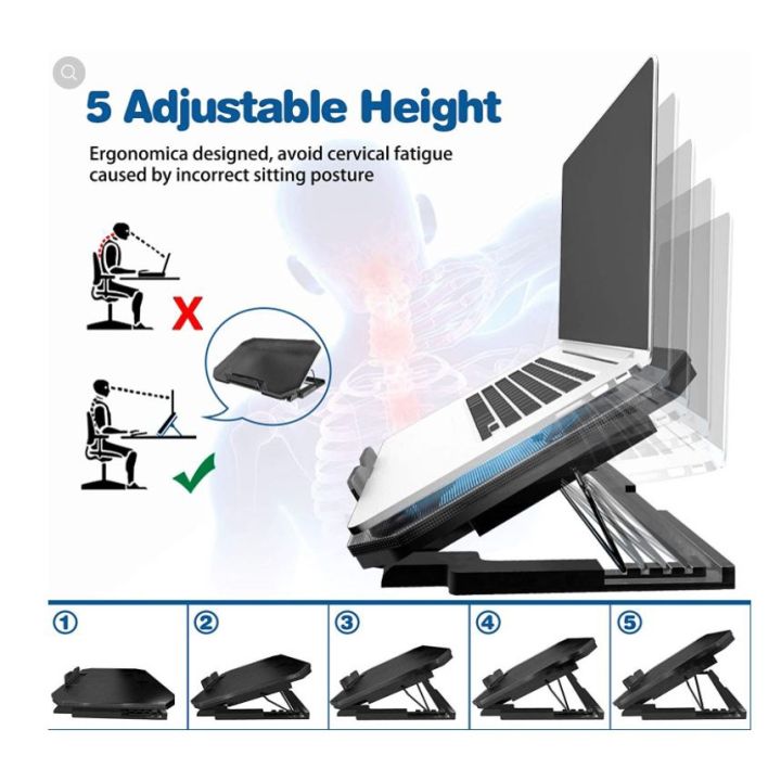 Ergostand Adjustable Laptop Cooling Pad - Black Colour- Cooler Pad ...