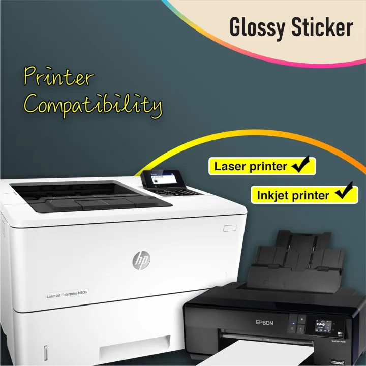 White Glossy self-adhesive sticker A4 for inkjet printers and Laser ...