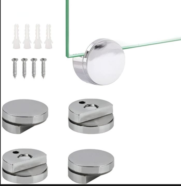 Zinc Alloy Mirror Clip Set – Round Floating Glass Clamps | 4 PCS Mirror ...