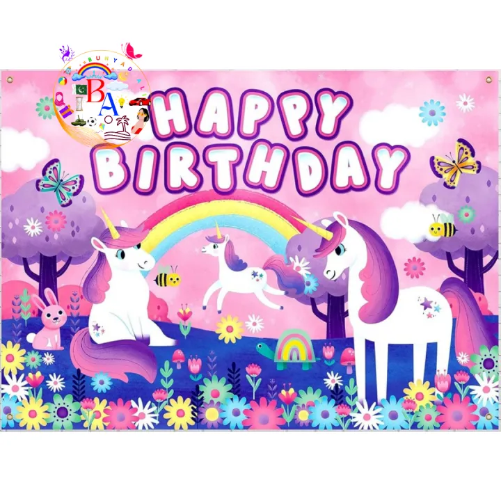 Unicorn Fancy Backdrop Unicorn Theme Fancy Panaflex Unicorn Birthday ...